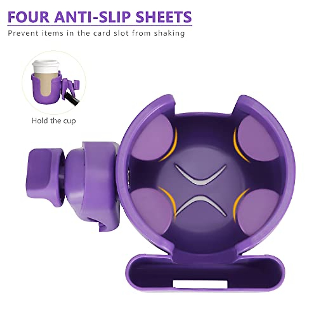Suranew Adjustable Stroller Cup Holder with Phone Holder for Baby Stroller for Family Members, Walker Purple