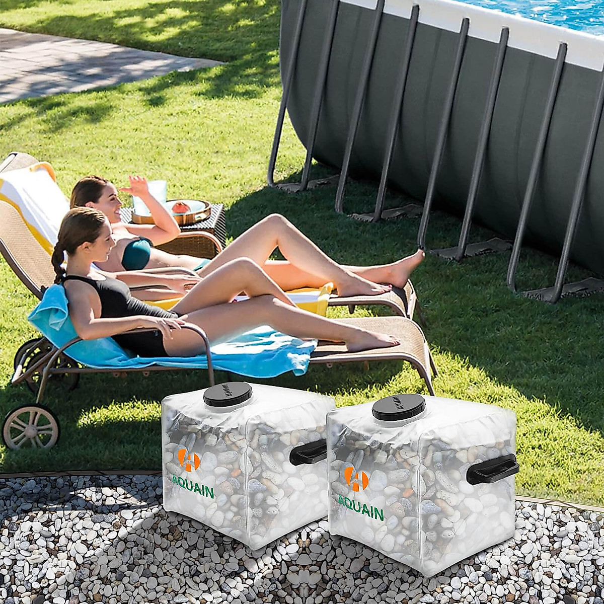 𝟐𝐏𝐜𝐬 𝐔𝐩𝐠𝐫𝐚𝐝𝐞𝐝 Pool Ladder Weights - Universal Pool Steps Weights for Above Ground Pools, Fillable Pool Weights for Ladders SandBags Container for Swimming Entry Systems