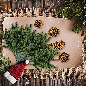 Alpurple 100 Packs Artificial Pine Needles Branches Garland-6.7x2.0 Inch Green Plants Pine Needles-Fake Greenery Pine Picks for Christmas Wedding Party Home Garden Fireplace Décor(100PCS)