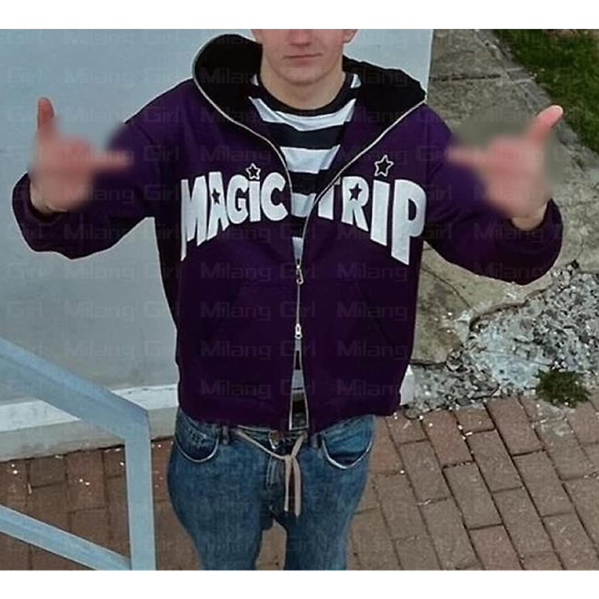 ROAONOCOMO Y2K Aesthetic Zipper Hoodie Sweatshirt Long Sleeve Harajuku Punk Grunge Outfit Retro Vintage Oversized Outwear