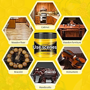 PIPIHUA Beeswax Polish and Conditioner for Wood Furniture - Waterproof & Repair Wax, Multipurpose Wood Cleaner and Furniture Polish (2 x 100g with 4 Sponges)