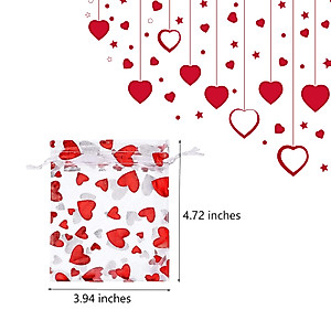 150 Pieces Heart Organza Bags Valentine's Day Jewelry Pouches Candy Bags