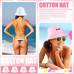 Retisee Bachelorette Bucket Hats Bride to Be Hat Bridesmaid Babe Hats Bachelorette Gifts Party Decorations(12 Pcs) White, Pink