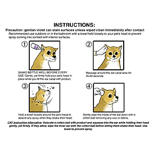 Violet Pet Ear Cleaner, 8 oz Provides Immediate Relief from Itching, Irritation, Inflammation and Odor. Ends Chronic Ear Infection Cycle.