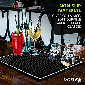 Bar Mat Counter Top - 17.7 x 11.8 inch, Black Waterproof, Non-Slip, Non-Toxic, Heavy Duty Rubber, Easy to Clean, Perfect for Bars & Restaurants, Premium Quality - Knot and Style (Premium)