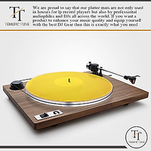 Terrific Tune-Acrylic Turntable Slipmat for Vinyl LP Record Players - Transparent Platter Mat - Anti-static and Dust Proof - Reduce Noise & Improve Sound Quality (Yellow)