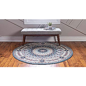 Unique Loom Narenj Collection Area Rug - Adams (10' Round Blue/Burgundy)