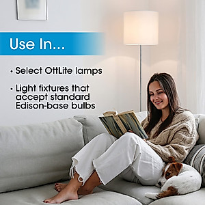 OttLite 25W Swirl Screw in Light Bulb - Compact Fluorescent Light Bulbs Replacement - Bright Natural Daylight for Bedroom, Living Room, Home Office, & Garage - Low Heat & Glare for Reduced Eyestrain