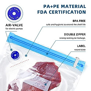 Sous Vide Bags 24PCS,FINWAY Electric Vacuum Sealer Machine & Reusable Vacuum Zipper Bags for Cooking and Food Storage,Sous Vide Vacuum Sealer with 10 Vacuum Zipper Bags,2 Cooking Clips & 5 Zip Clips Black