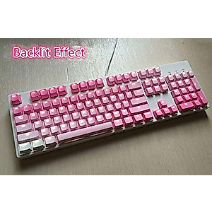 104 Keys PBT Gradient Pink Valentine Keycap Backlit Keycaps ANSI OEM Height Key Cap for Cherry MX Mechanical Keyboard Gaming (Pink)