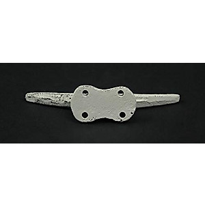 Zeckos Set of 4 Weathered White Cast Iron Boat Cleat Wall Hooks/Drawer Pulls Nautical Décor 5.75 Inches Long