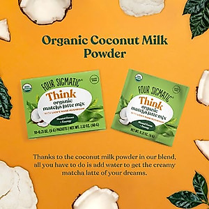 Matcha Latte Mix by Four Sigmatic | Lion’s Mane Mushroom, Organic Matcha, Maitake & Moringa | Focus, Creativity & Productivity Support | 20mg Caffeine | Vegan, Gluten-Free | 0.21 Ounce | Pack of 10