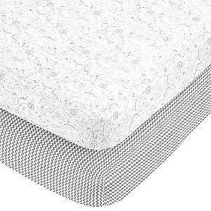 Carter's Multi Color & Grey Animal & Chevron 100% Cotton Sateen 2 Pack Fitted Crib Sheets, Grey, White, Animal and Chevron
