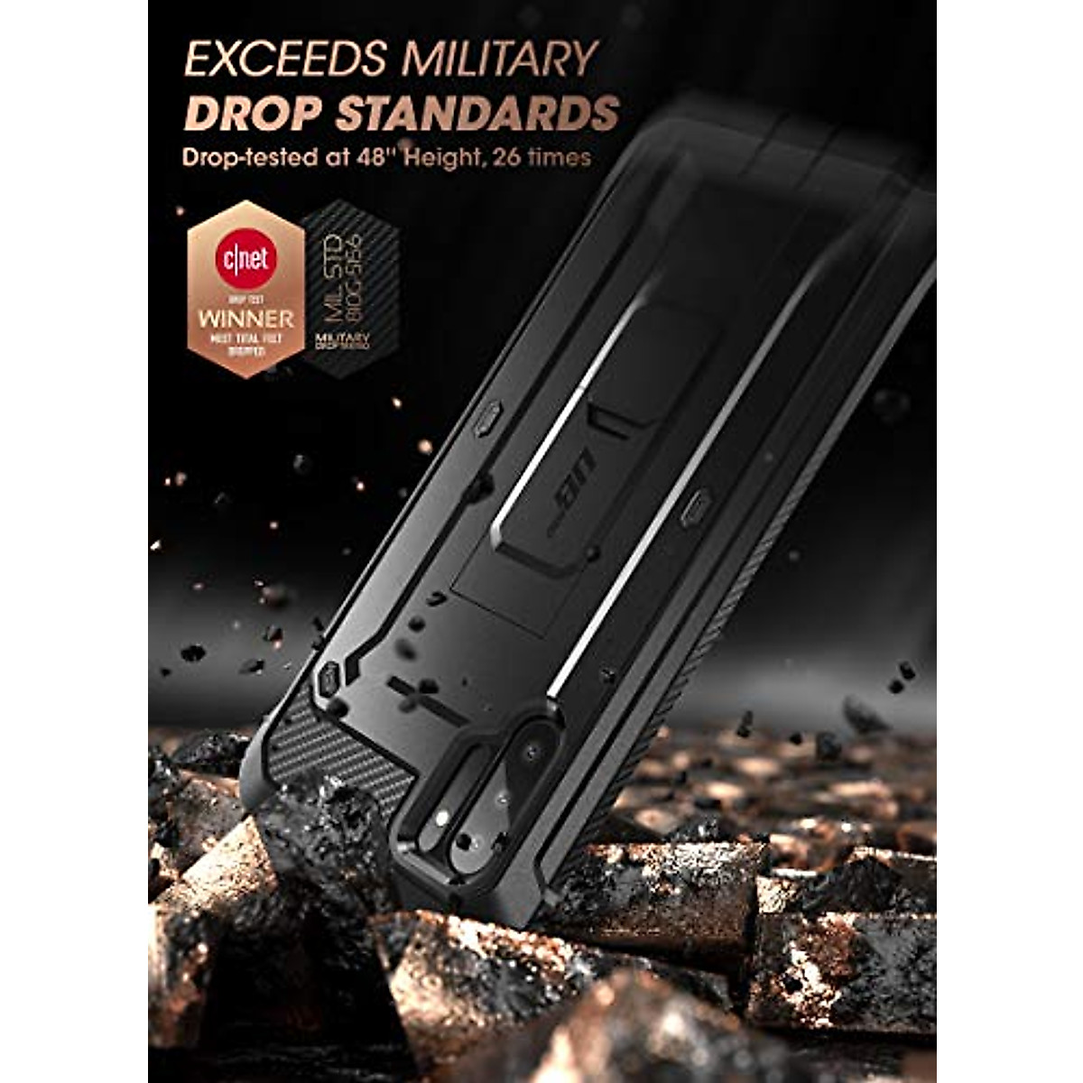 SUPCASE Unicorn Beetle Pro Series Case for Samsung Galaxy Note 10 (2019 Release), Full-Body Rugged Holster & Kickstand without Built-In Screen Protector (Black)