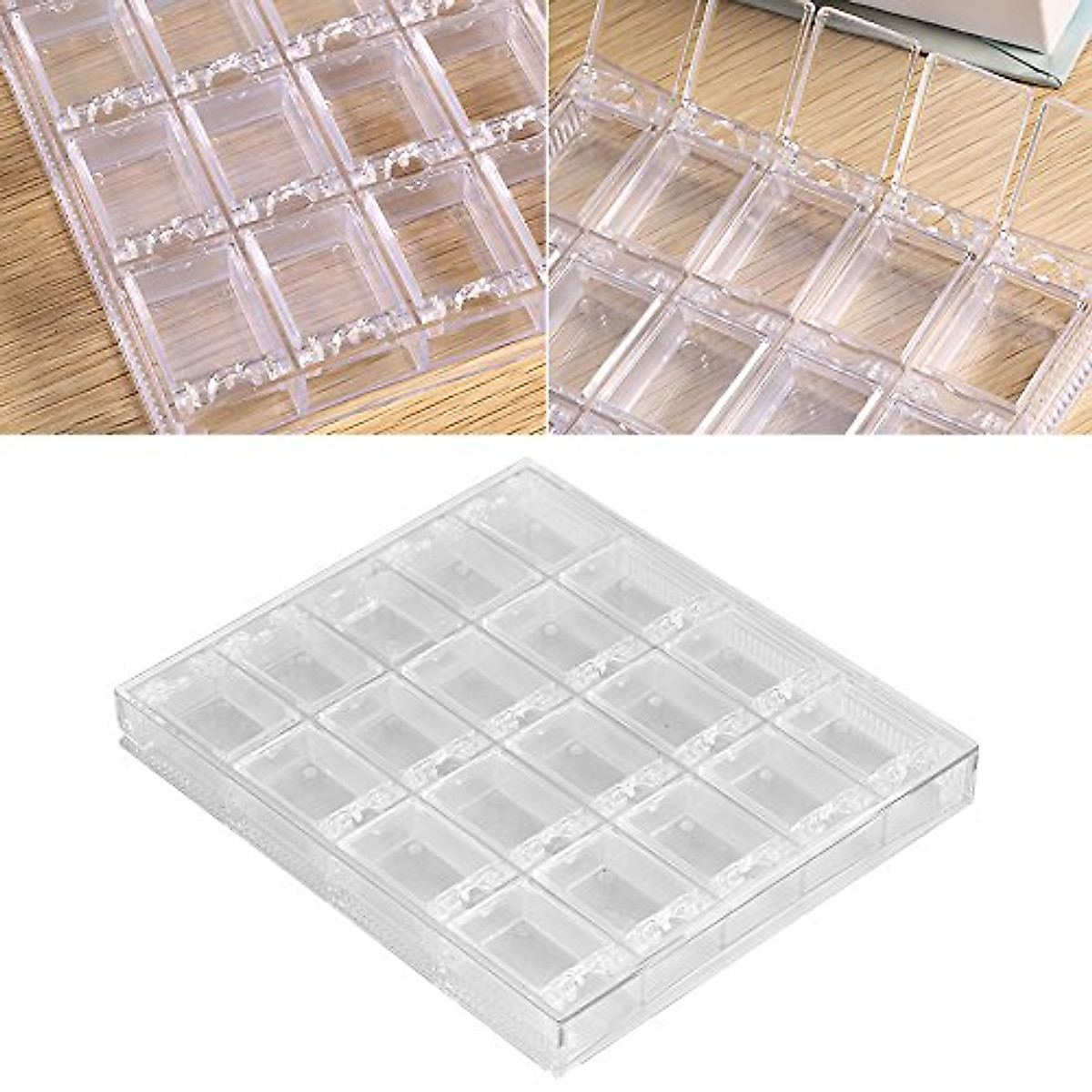 20 Grids Bead Storage Box Organizer, Transparent Acrylic Nail Art Decorations Container Rhinestone Beads Diamond Case for Crafts with Dividers, Clear Plastic DIY Art Crafts Nail Diamonds