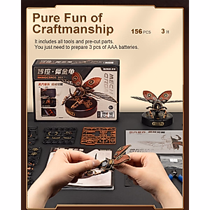 ROKR 3D Puzzles for adults Electric Insect Metal Model Building Kit Desk Toys Hobby Kit for Adults Gift for Teens (Rhinoceros Beetle)