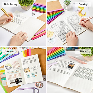 feela 48 Pack Composition Notebooks Bulk, Kraft Cover Lined Blank College Ruled Composition Travel Journals with Rainbow Spines For Women Students Business, 60 Pages, 8.3”x 5.5”, A5, 8 Colors