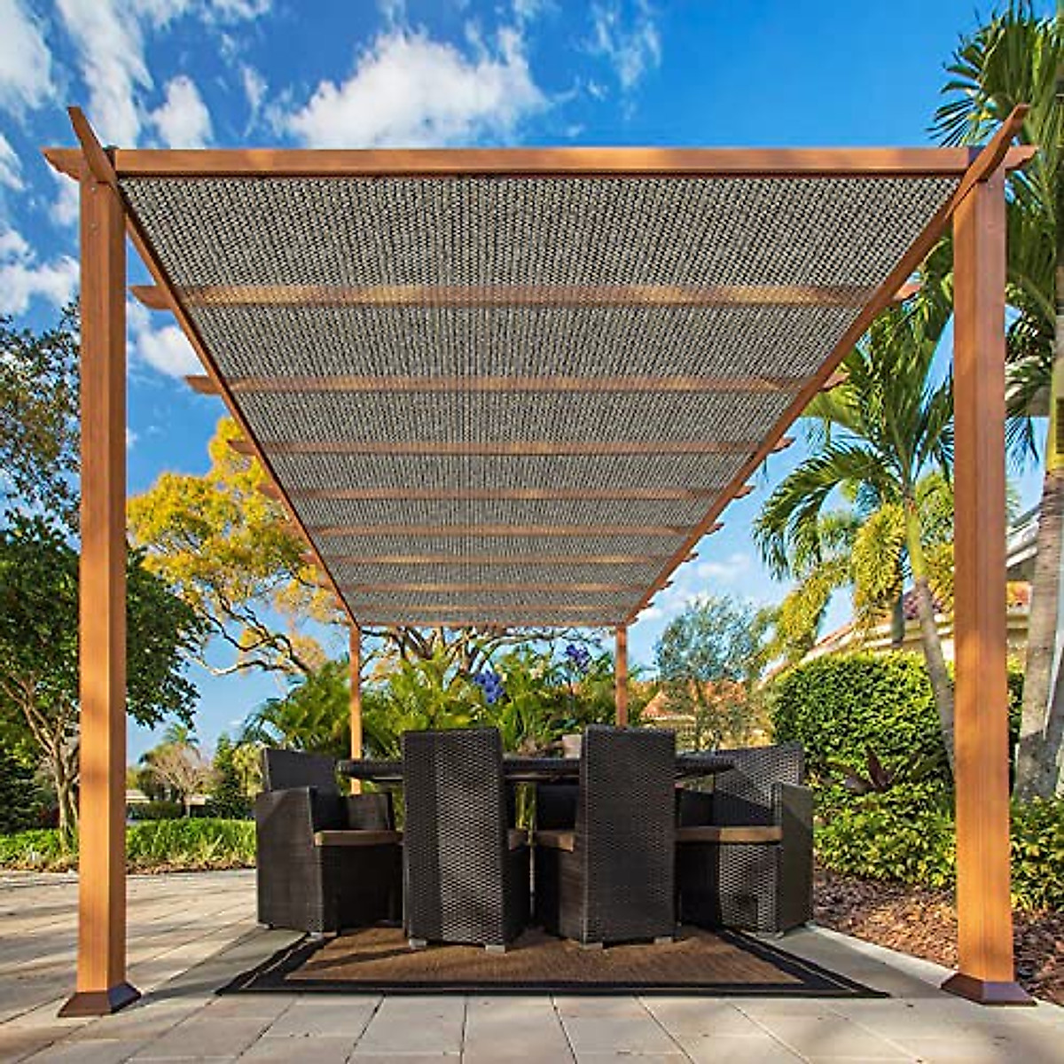 Ifenceview 3' x 42' Brown Shade Cloth Fabric Mesh Net for Window Balcony Deck Patio Yard Pergola Gazebo Garden Bed