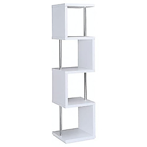 Coaster Home Furnishings Baxter 4-Shelf Bookcase White Chrome