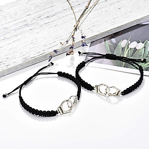 MANVEN Best Friend Friendship Bracelets for 2 Partners in Crime Bracelets for 2 Guy Best Friend Handcuff Matching Bracelet for Women Men Bestie