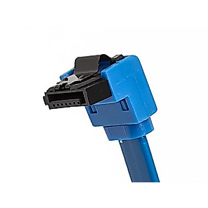 Monoprice 18-Inch SATA III 6.0 Gbps Cable with Locking Latch and 90-Degree Plug - Blue