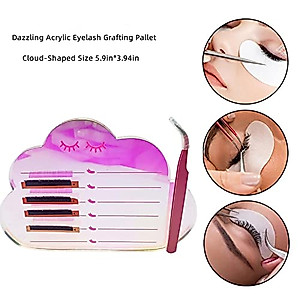 LIXIMMAZN Dazzling Eyelash Grafting Pallet, Acrylic Lash Tile holder, Makeup Palette Eyelash Extensions Storage Gasket Pads with Suction for Tweezers (Cloud-Shaped C)