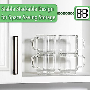 BTaT- Stackable Espresso Cups, Demitasse Cups, Set of 4 (5.0 oz, 150 ml), Glass Coffee Mugs, Double Wall Glass Cups, Clear Coffee Cup, Tea Glass, Espresso Glass, Glass Tea Cups, Mother's Day Gift