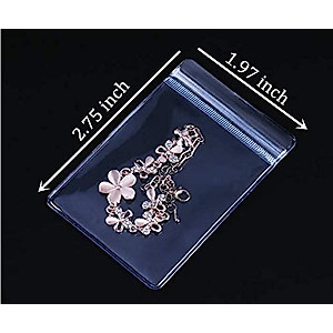 USChoice Anti Tarnish Jewelry Zipper Bags 60 Pack, Plastic Jewelry Packaging Bags Small Ziplock Bags for Jewelry PVC Bolsitas Para Joyeria for Earring Bead Storage (2.75" x 1.97")