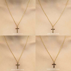JULIETTE COLLECTION 14K Yellow Gold Embossed Swirl Cross Religious Pendant/Charm for Men and Women