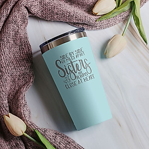 Sister Gifts From Sisters - Sisters Are Always Close at Heart - Unique Gifts for Best Friend Woman - Little Sister Gifts Ideas - Sister Birthday Gifts from Sister - Tumblers For Women 16 oz Seaside