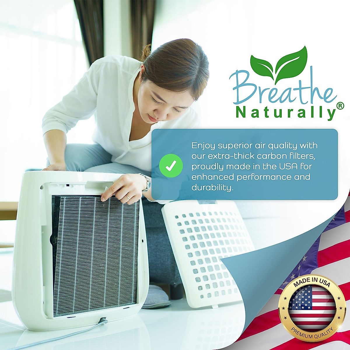 Breathe Naturally - Hapf600 HEPA Carbon Filter Replacement for Holmes Air Purifiers - High Efficiency Carbon Air Cleaner Filters - Compatible with Holmes HAPF600 Series - (2 Pack Carbon Filter C)