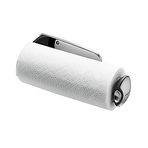 simplehuman KT1086 Quick Load Wall Mounted Kitchen Roll Holder, Suitable for Under Cupboard Cabinet, Easy One Sheet Tear, Easy to Install(Fits Kitchen Rolls Measuring 22-23cm) Brushed Stainless Steel