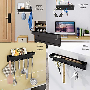 HAYAN Key Holder for Wall, Wall Mount Mail Key Hanger Organizer Shelf, Key Hooks Rack, Small Key Hanger for Home Entryway, Hallway, Kitchen, Office - Black