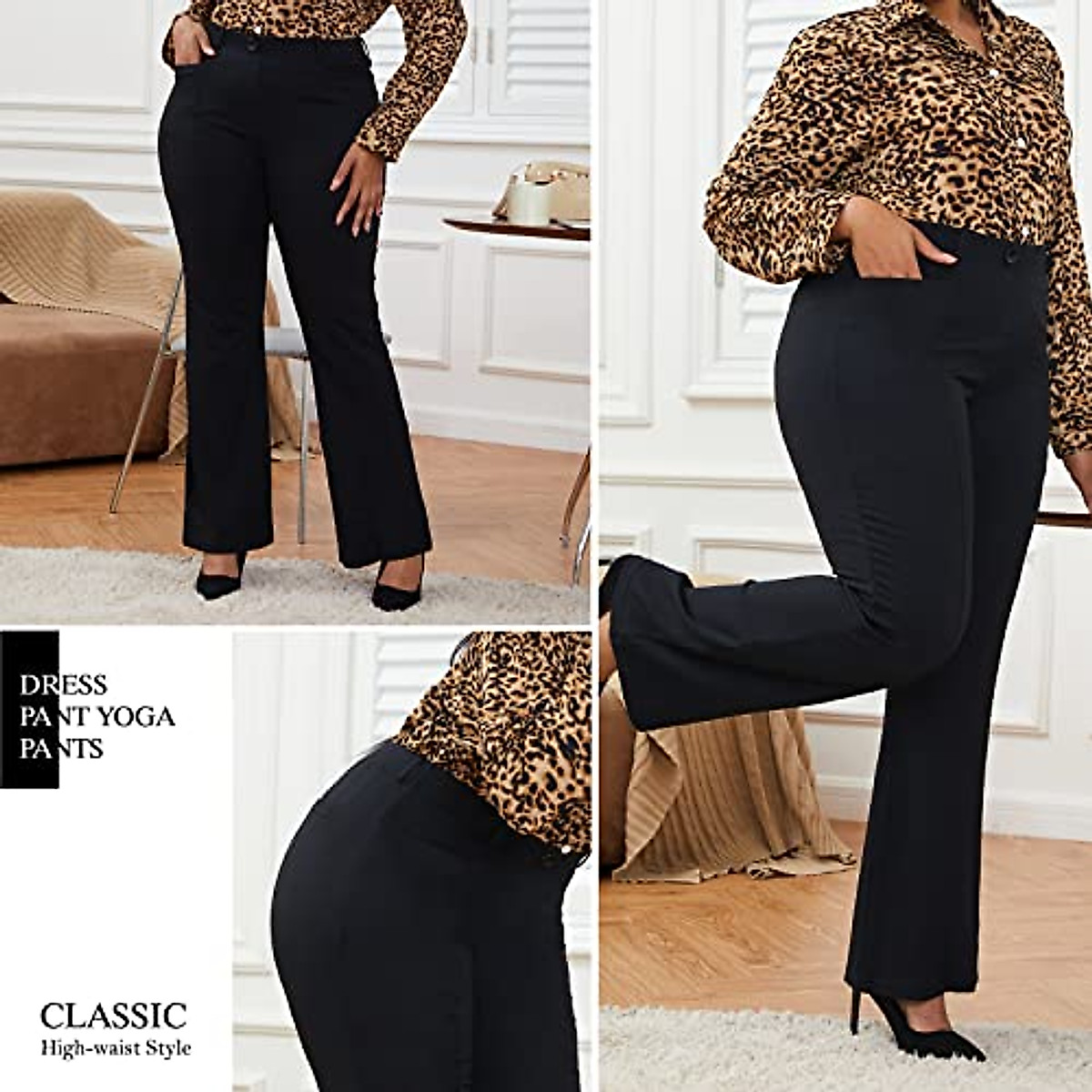 Wrinkle-Free Stretch Dress Pants Plus Size for Women Pull-on Pant Ease into Comfort Office Pant 2XL