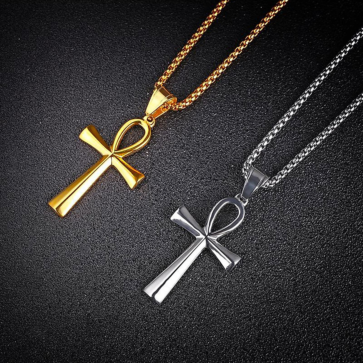 StoryEtain Ankh Necklace Coptic Ankh Cross Pendant Necklace Egyptian Jewelry Religious Ankh Necklace Christmas Gift for Women Men