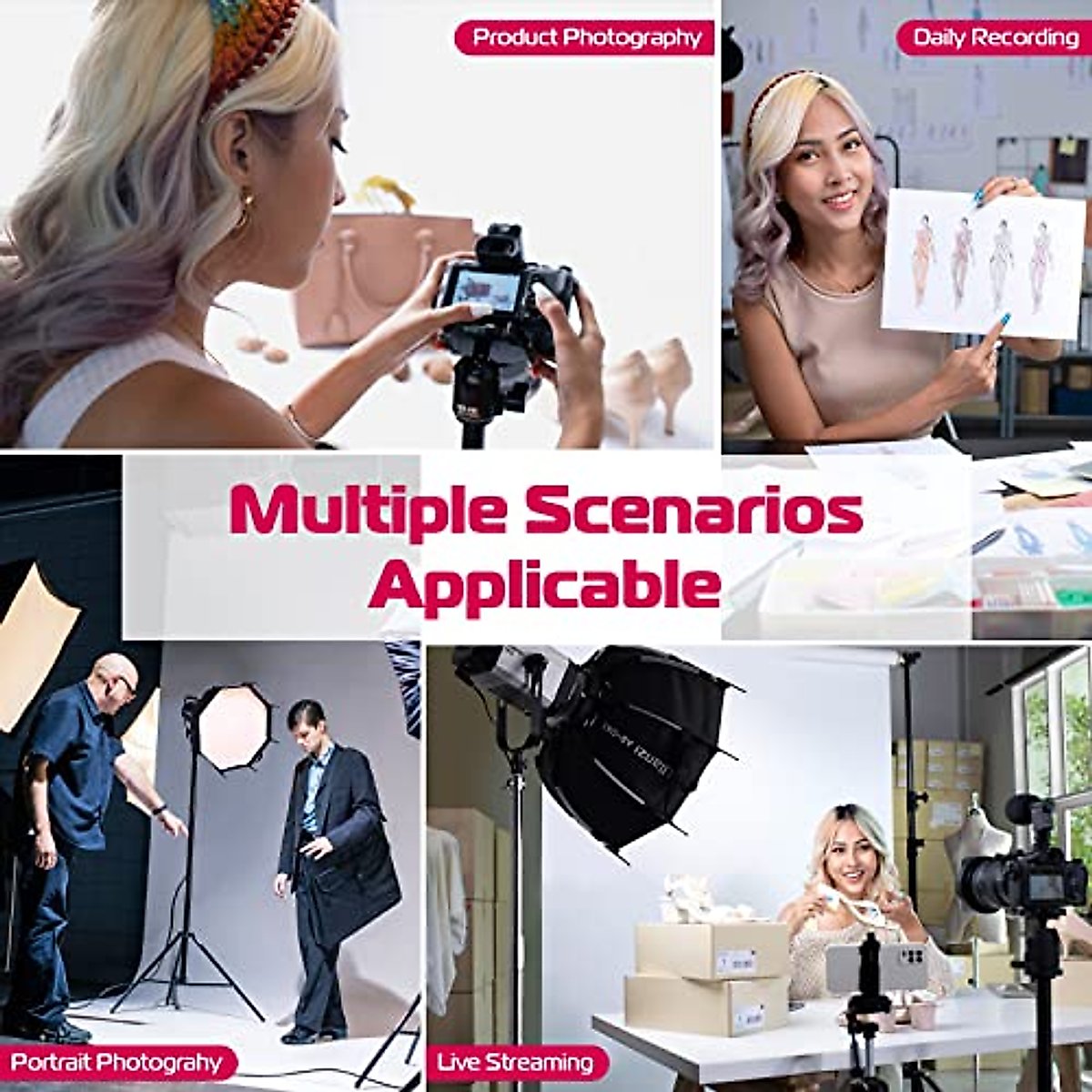 ULANZI Parabolic Softbox Quick Release - Compatible with GODOX M200D/M300D, Aputure LS 60d/x/LS C120d II/Amaran 100 200dx/Amaran COB 60d/60x, and Other Bowens Mount Light (17.7inch/45cm)