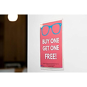 Wall Mount Acrylic Sign Holder [Set of 6] with Adhesive! Clear Heavy Duty Sign Holder 8.5 x 11 inches Portrait! or 11 x 8.5 Landscape! Perfect for Home, Office, Store, or Restaurant