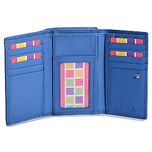 SADDLER Womens Luxurious Leather Trifold RFID Protected Wallet Clutch Purse with Zipper Coin Purse | Designer Multi Credit Card Holder for Ladies | Gift Boxed - Blue