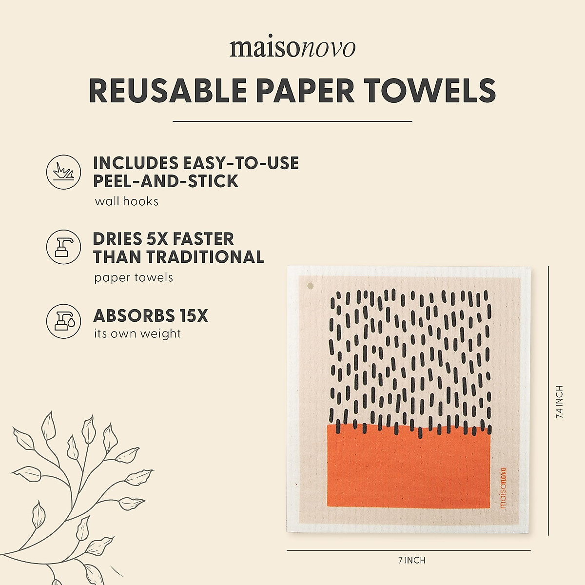 MAISONOVO Swedish Dishcloths | Swedish Dish Towels - Abstract Docle(B) Pack of 2 | Reusable Paper Towels | Reusable Dishcloths | Swedish Dishcloths for Kitchen