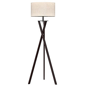 LEPOWER Standing Floor Lamp, Modern Design Tripod Lamp, Mid Century Wood Reading Lamp for Living Room, Bedroom and Office, Flaxen Lamp Shade with E26 Lamp Base