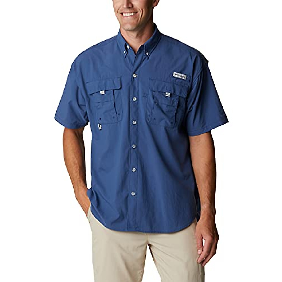 Columbia Men's Standard Bahama Ii Short Sleeve Shirt, Night Tide, Large