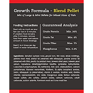 Blue Ridge Fish Food [2LB], Mini and 3/16" Floating Pellet, Koi and Goldfish Growth Formula Blend