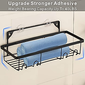 FEULAM Shower Caddy, Adhesive Bathroom Shower Organizer Shelves, Rustproof Shower Caddy Basket, Wall Mount Shower Racks For Inside Shower With 2 Soap Dish (BLACK)