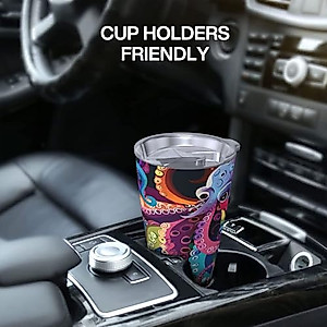 AYCZN Sea Octopus 20 OZ Tumbler Stainless Steel Travel Coffee Mug, Ocean Animal Insulated Water Bottle with Lid and Straws Leakproof Thermal Cup