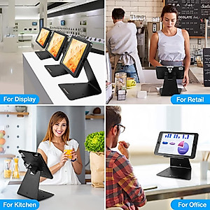 CarrieCathy Desktop Anti-Theft Security Kiosk POS Stand Holder Enclosure with Lock and Key, Compatible with iPad Mini 1-5, Flip and Rotate Design, Black