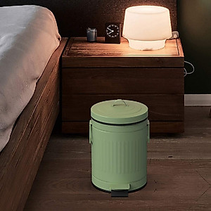 Valcla Trash Can Pedal Trash Can Retro Round Post Box with Cover Stainless Steel Green Sealed Trash Can Home Kitchen Recycling Bin Suitable for Home Mall Office (Color : Green, Size : 7L)