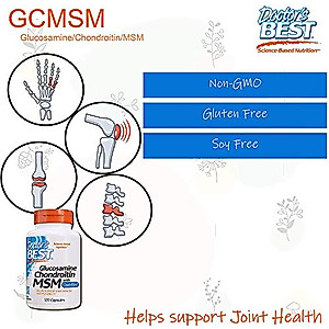 Doctor's Best Glucosamine Chondroitin Msm with OptiMSM Capsules, Supports Healthy Joint Structure, Function & Comfort, Non-GMO, Gluten Free, Soy Free, 120 Count (Pack of 1)