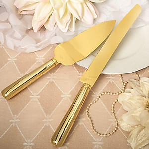 FashionCraft 2526 Simple Elegance Classic Gold Stainless Steel Cake Knife Set, One Size, Gold