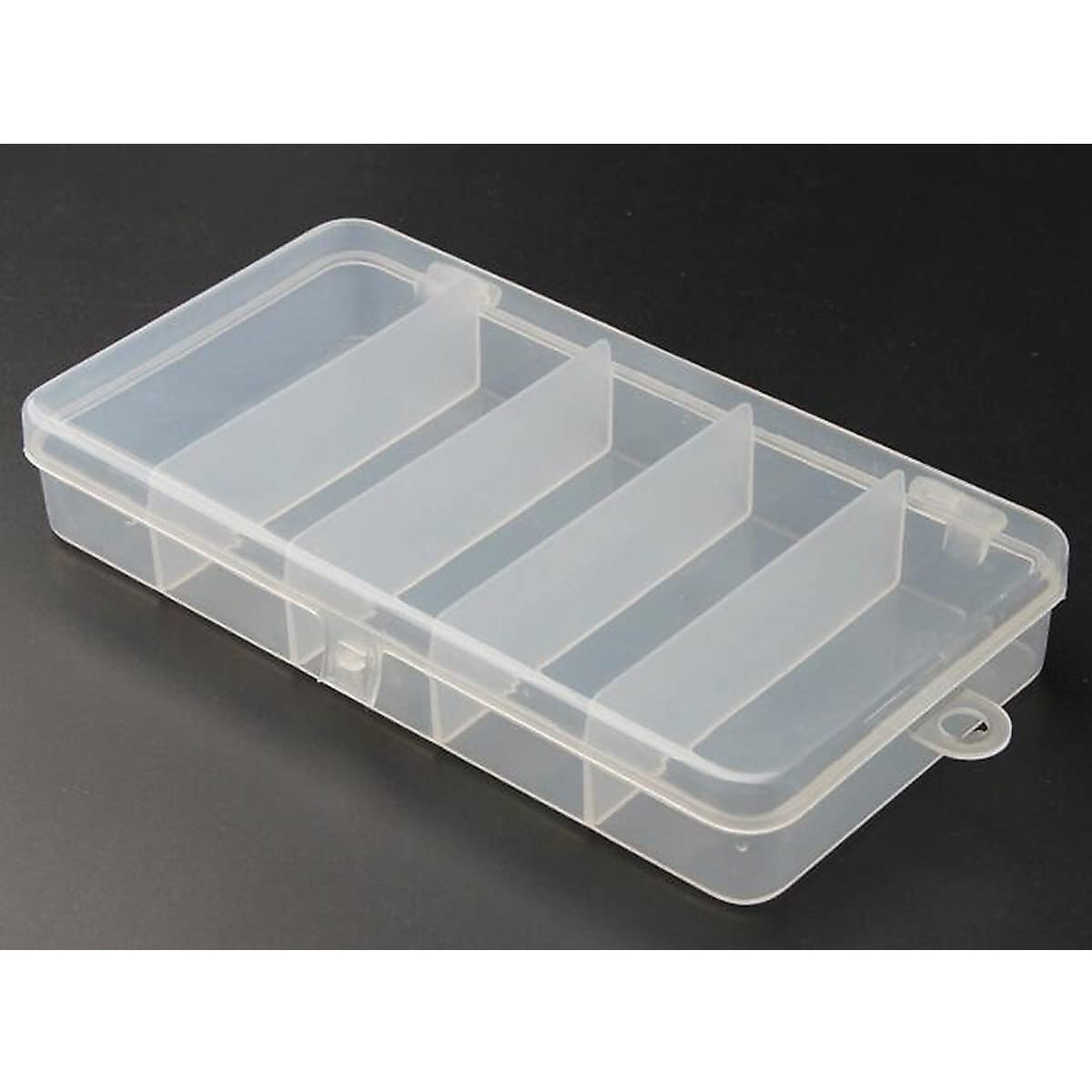 3 Pack 5 Grid Clear Plastic Fishing Tackle Accessory Box Container, Clear Tiny Fishing Lure Bait Hooks Storage Box for Jewelry Making Organizer (7.08 x 3.74 x 1.18inch)