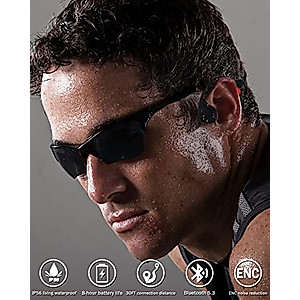 maonple Bone Conduction Headphones, Open-Ear Bluetooth 5.3 Sport Earphones IP56 Waterproof Sweatproof Wireless Headset with Microphone for Workout Running Gym Cycling X1